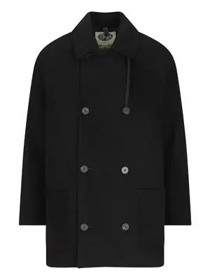 CAMPLIN Absolute Drawstring Double-breasted Coat - Black