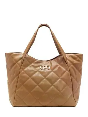 Liu Jo Quilted Tote Bag With Logo Plaque - Brown