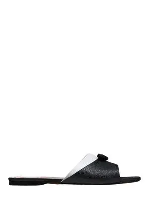 Thom Browne Textured Leather Flat Sandals - Black