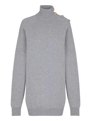Balmain Cashmere-virgin Wool Mini Sweater Dress - Grey
