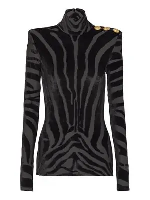 Balmain Zebra Print Top - Black
