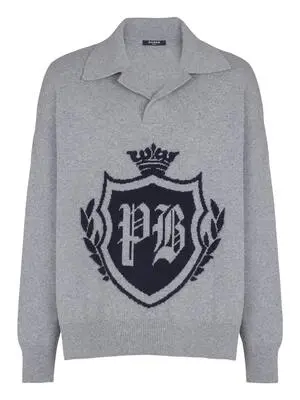 Balmain Cashmere-virgin Wool Polo Sweatshirt - Grey
