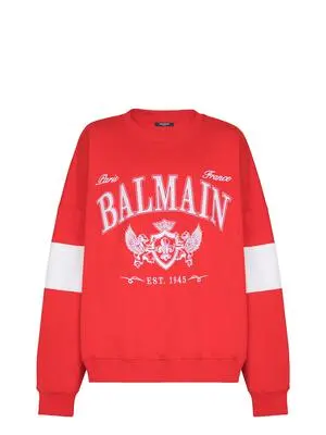 Balmain Cotton College Sweatshirt - Red