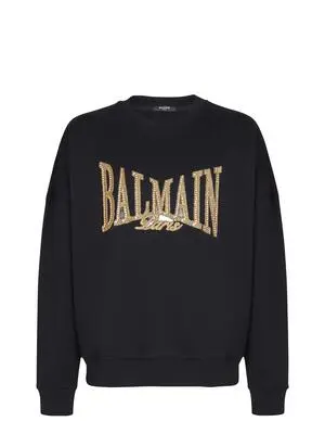Balmain Cotton Embroidered College Sweatshirt - Black