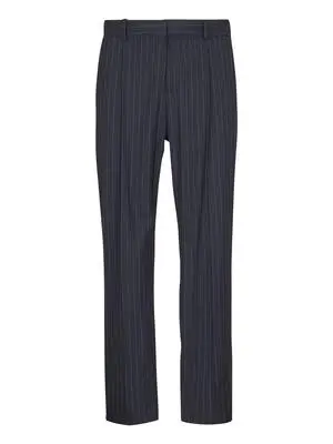 Balmain Virgin Wool Pinstripe Trousers - Navy