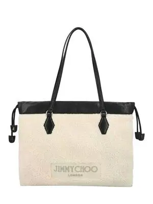 JIMMY CHOO Drawstring-fastening Shearling Tote - Neutrals