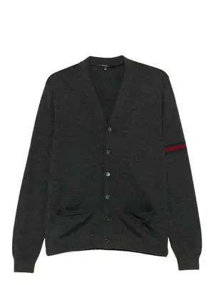 Gucci Striped-sleeve V-neck Cardigan - Grey