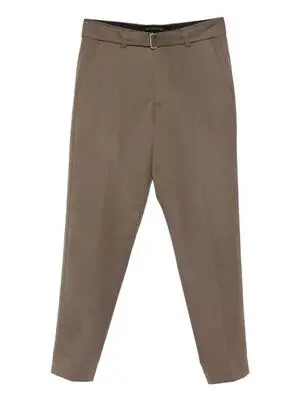 LOW BRAND Belted Cuffed Trousers - Brown