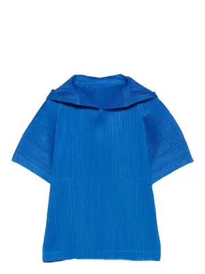 Issey Miyake Pleated Hooded T-shirt - Blue