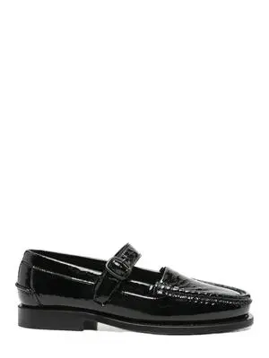 Hereu Blanquer Crinkled Glossy Loafers - Black