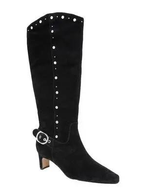 Splendid Studded Suede Tall Boots - Black