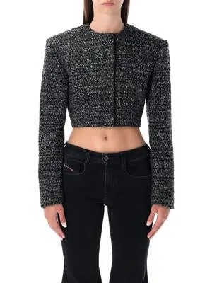 DIESEL Bouclé Blend Cropped Jacket - Grey