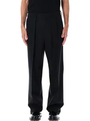 TOM FORD Wool Twill Wide-leg Trousers - Black