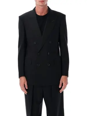 TOM FORD Double-breasted Twill Wool Jacket - Black