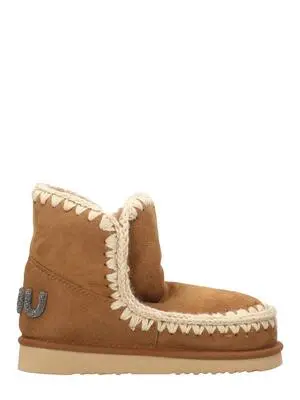 Mou Boots With Crocheted Wool Details Brandy