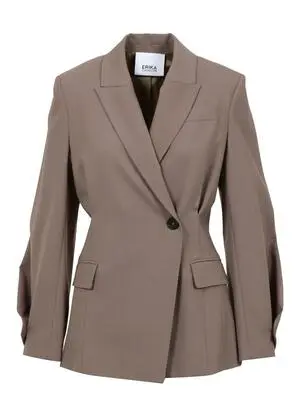Erika Cavallini Cool Wool Single-breasted Blazer - Beige