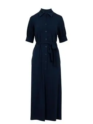 KAOS Cotton Shirt Dress - Blue