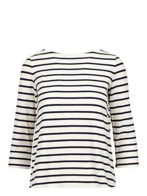 PENNY BLACK Striped Cotton-blend Jersey Top - Bianco+blu Navy