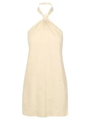 Erika Cavallini Tie Neck Linen-blend Dress - Beige