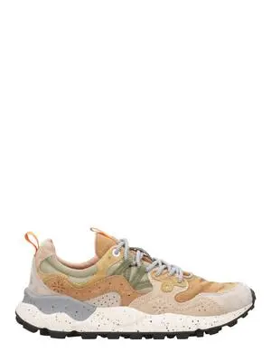 FLOWER MOUNTAIN Suede And Technical Fabric Sneakers - Beige+caramel