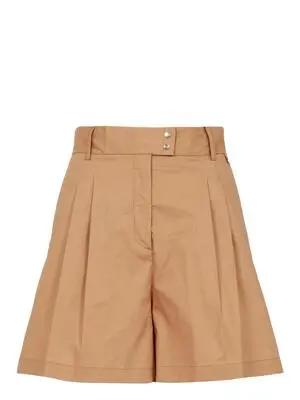 Herno Cotton Blend Wide Leg Shorts - Camel