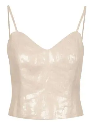PENNY BLACK Laminated Linen Strappy Top - Golden