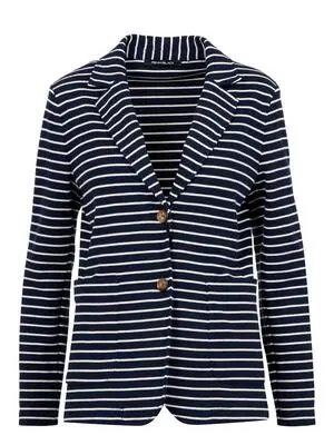 PENNY BLACK Striped Cotton Blend Pique Jersey Blazer