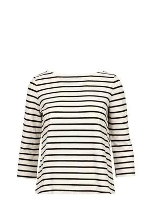 PENNY BLACK Striped Cotton Blend Jersey Top - White