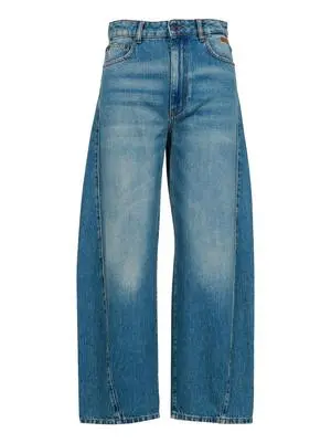 MSGM Denim Wide Leg Jeans - Denim Medio