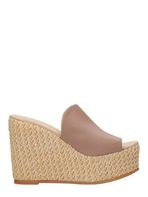 ESPADRILLES Leather Wedge - Leather Brown