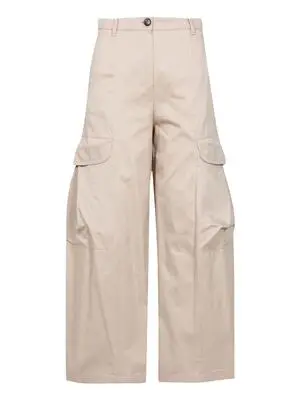 Max Mara Stretch Cotton Wide-leg Trousers - Sand