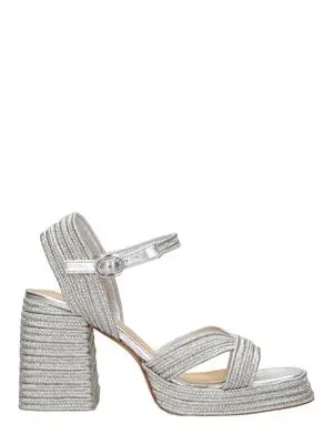 CastaÑer Platform Heeled Sandals - Silver