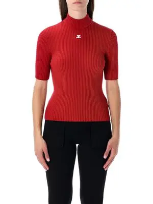 COURREGES Courrèges Ribbed Turtleneck Pullover - Red