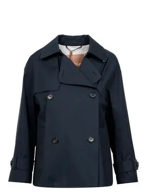 Max Mara Drip-proof Twill Coat - Blue