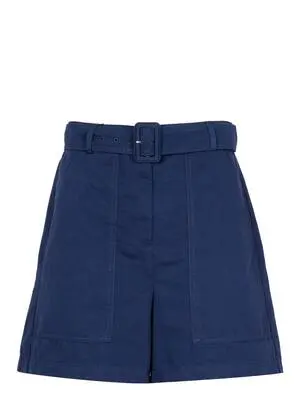 Max Mara Flared Cotton-linen Shorts - Blue