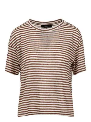 Max Mara Striped Linen T-shirt - Panna+cammello