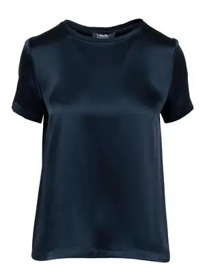 Max Mara Viscose Blend Satin Top - Blue