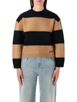 A.p.c. Striped Pullover Sweater - Camel Black