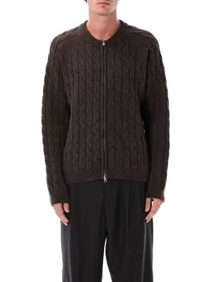 MFPEN Editor Zip Sweater - Brown Cable Knit