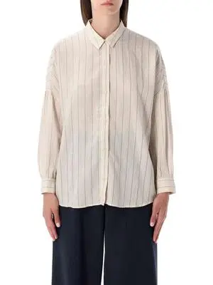 SESSUN Striped Lawn Shirt - Sand Black