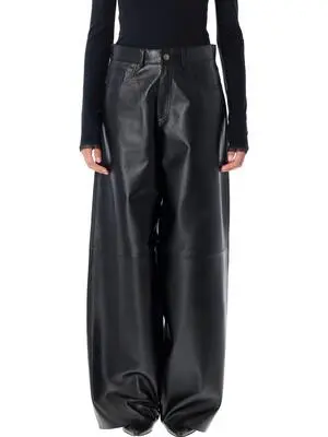 HAIKURE Leather Wide Leg Trousers - Black