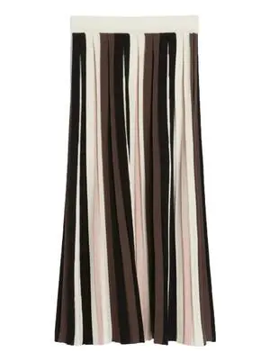 Max Mara Striped Pleated Maxi Skirt Multicolour