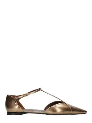 Max Mara Laminated Leather Slides - Brown