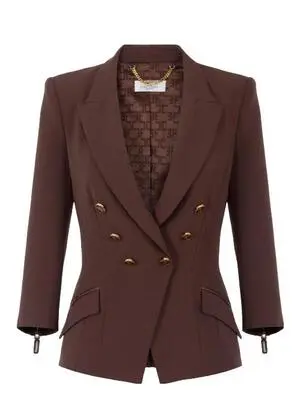Elisabetta Franchi Double Crepe Jacket - Caffe