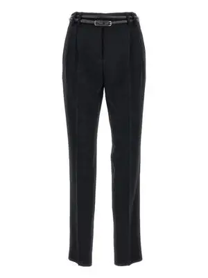 Max Mara Pleated Trousers With Belt - Black