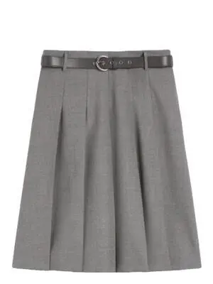 Max Mara Gimmy Stretch Wool Twill Skirt - Grey