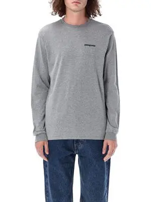 Patagonia Cotton-Blend Long-Sleeved P-6 Logo Responsibili-Tee® Grey