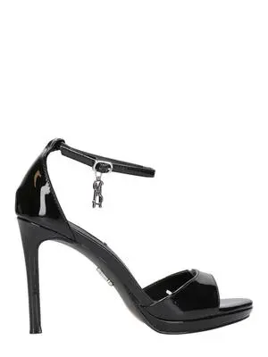 Steve Madden Patent Leather Stiletto Heel Sandals - Black