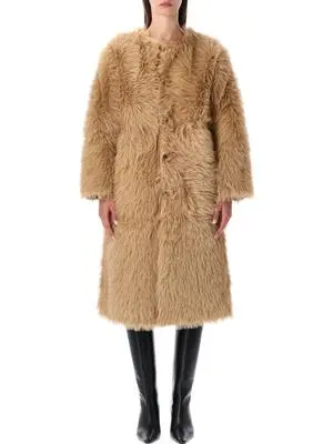 URBANCODE Faux Fur Long Coat - Brown