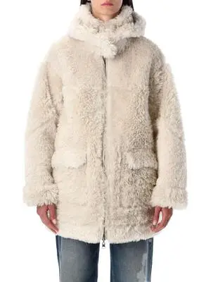 URBANCODE Reversible Faux Fur Hooded Coat - Chalk